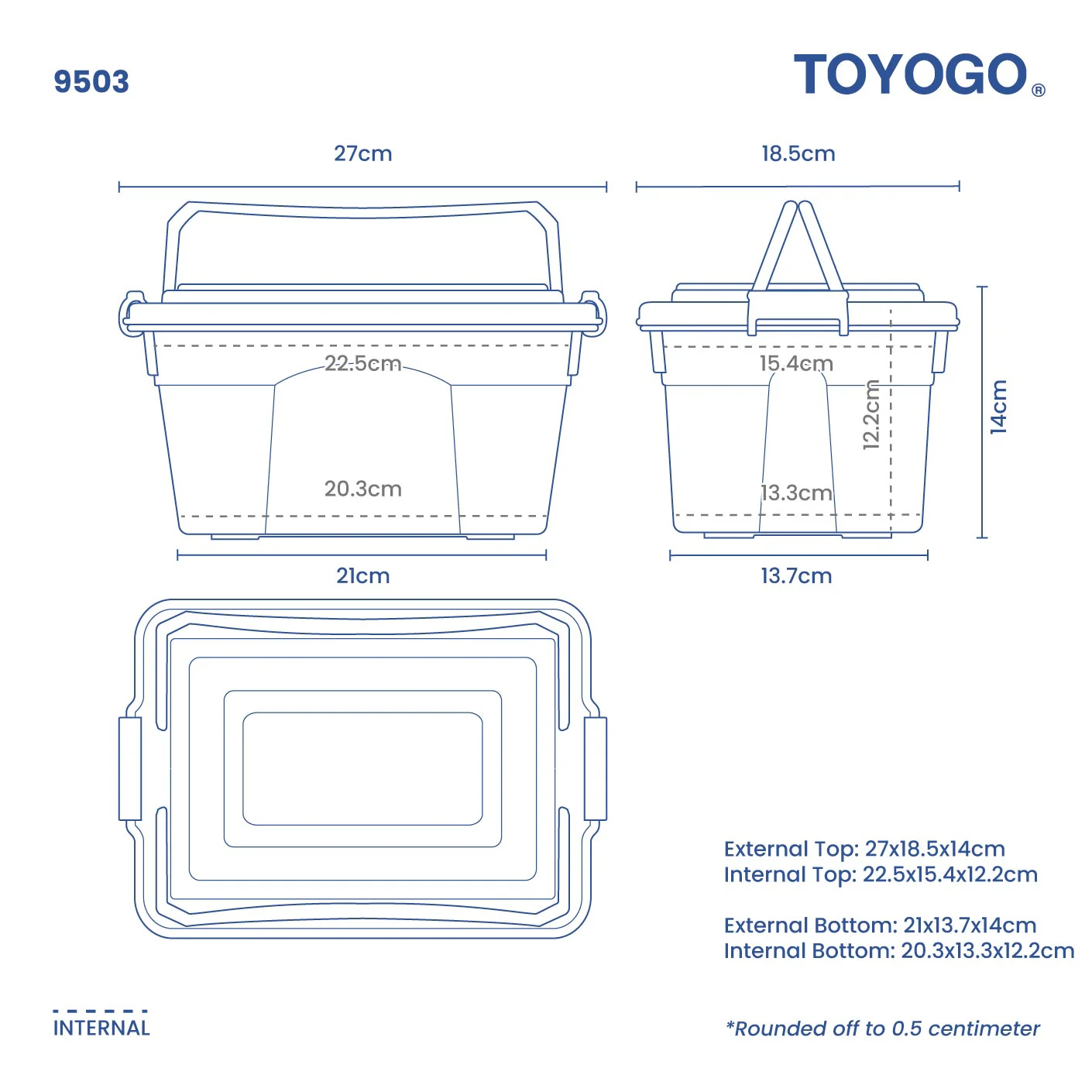 TOYOGO Handy Storage Box with Lid & Clip - Translucent 9503 (5.1L) [6/ ...