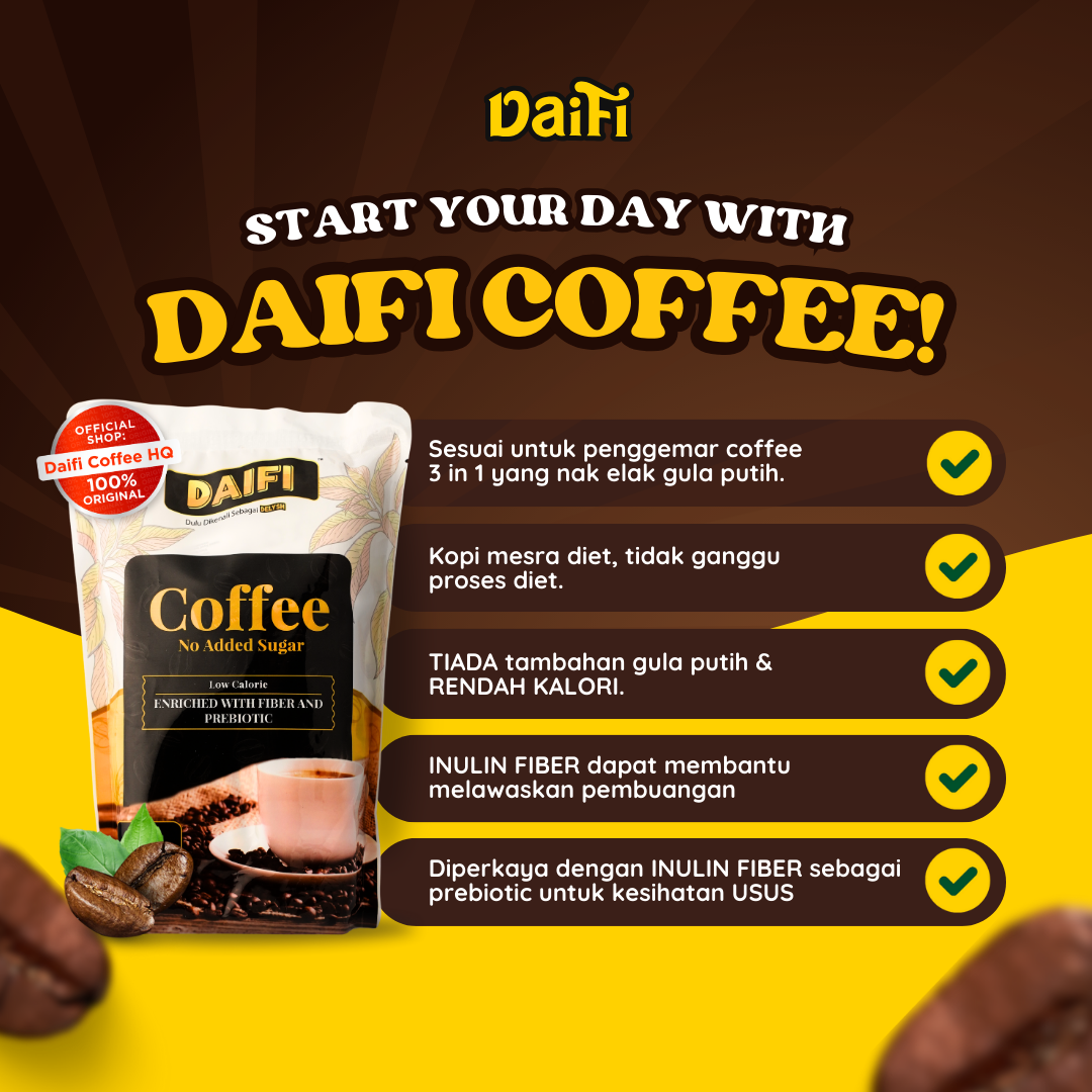 [3Pek] Daifi White Coffee 3 in 1 (Delysh) Kopi Sedap Tanpa Gula Putih ...