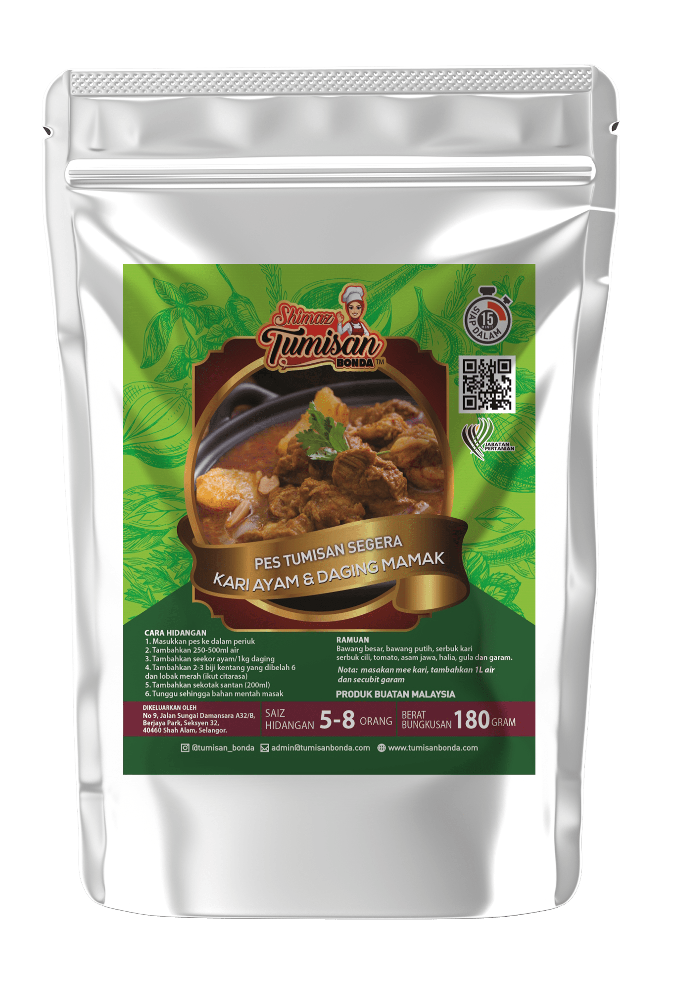 Pes Masakan Kari Ayam / Kambing Mamak Tumisan Bonda. perencah, rempah ...