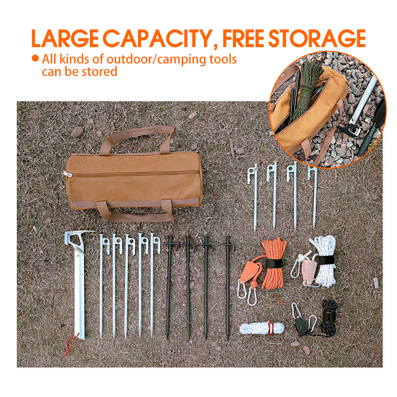 Canvas Camping Storage Tool Bag Portable Tent Pegs Storage Bags ...