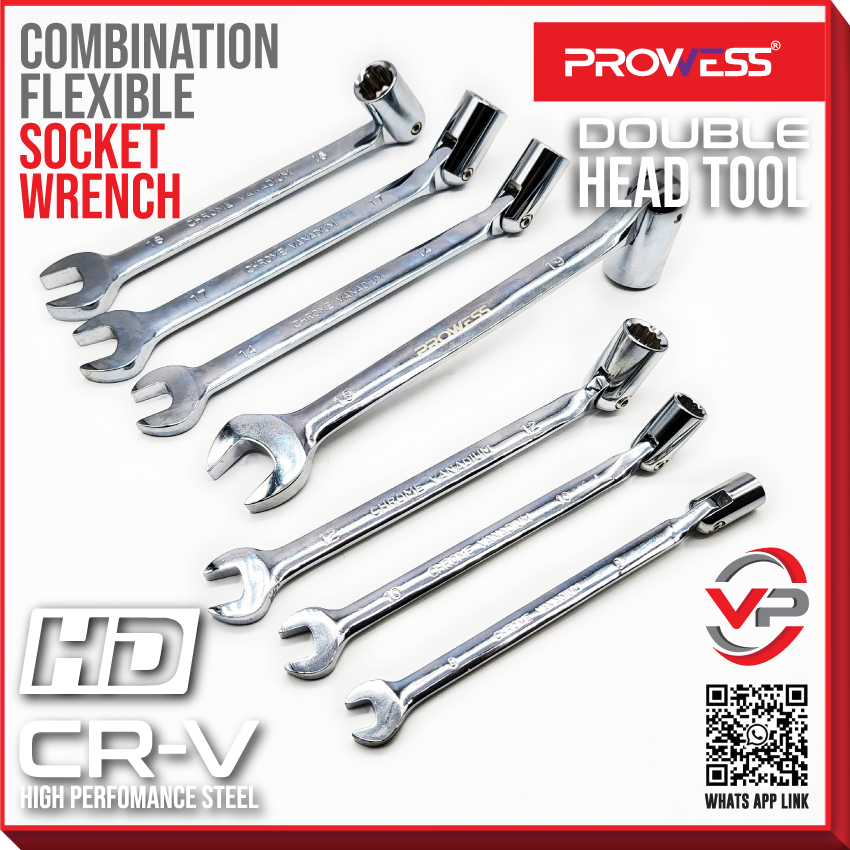 PROWESS 12 PT COMBINATION FLEXIBLE SOCKET WRENCH/BOX OPEN SPANNER ...