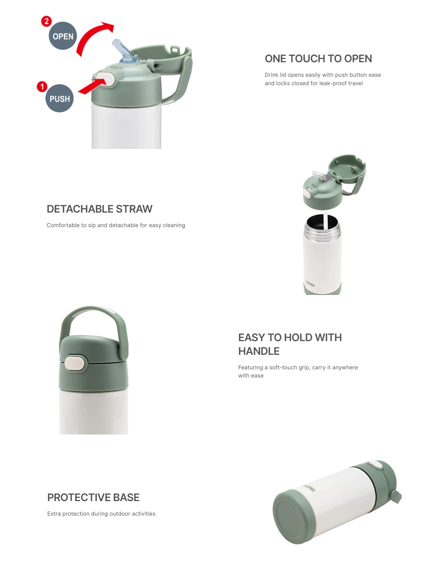 Thermos One Push Food Jar with Spoon (290ml) | One Push Straw Tumbler with Carry Handle (350ml ...