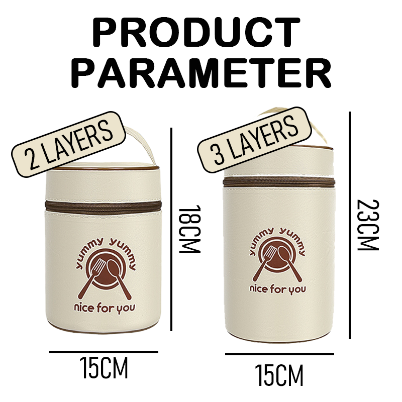 SUS 304 Insulated 2/3 Layer Lunch Box Food Storage Box With Cutlery ...