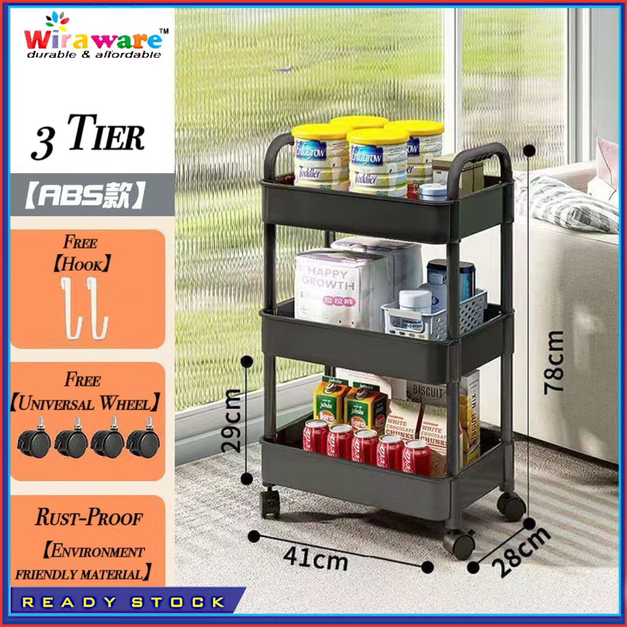 3/4 Tier Trolley Rack /trolley rack/kitchen trolley/ troli dapur/ troli ...