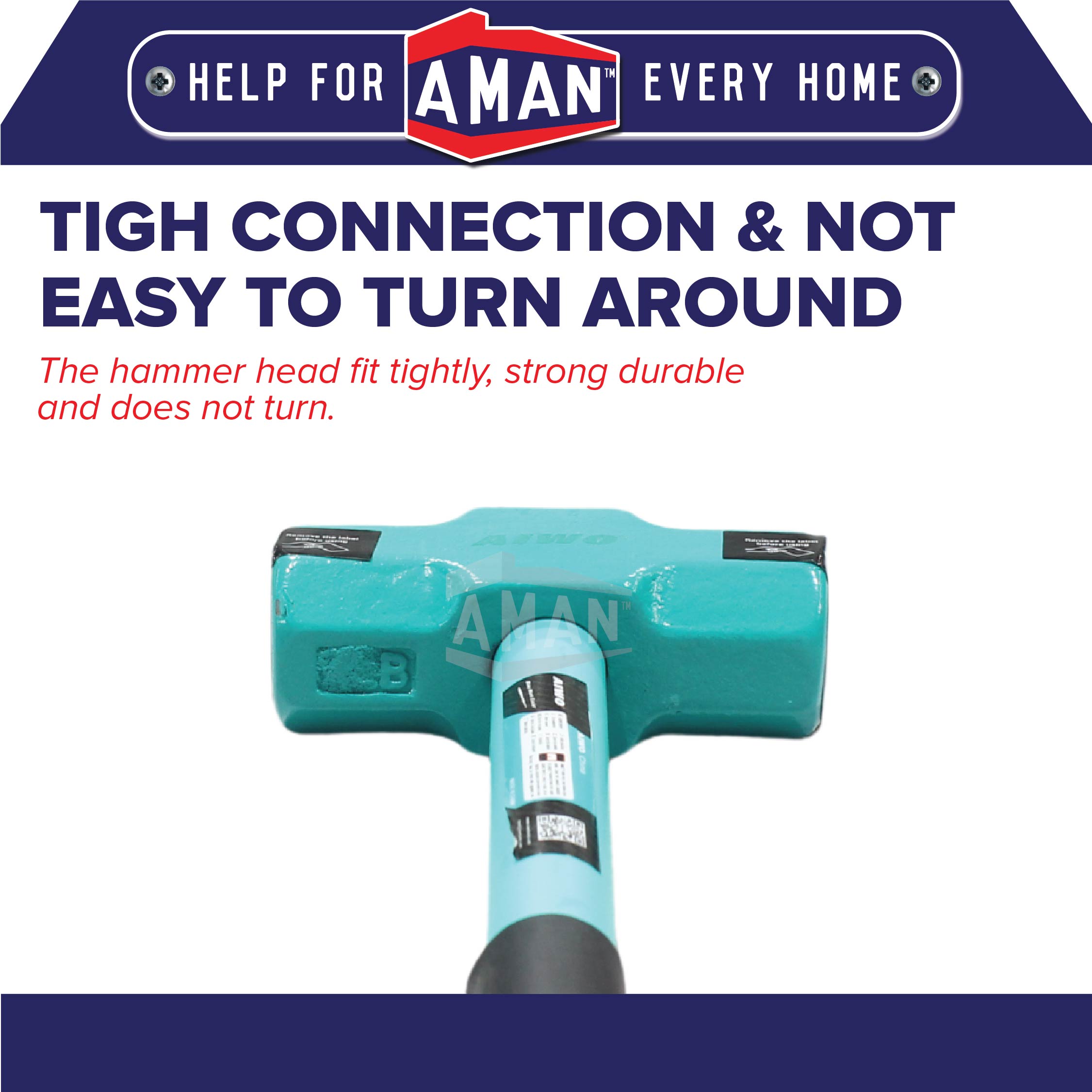 AIWO Sledge Hammer Elastic Handle Vibration Smashing Steel Head ...