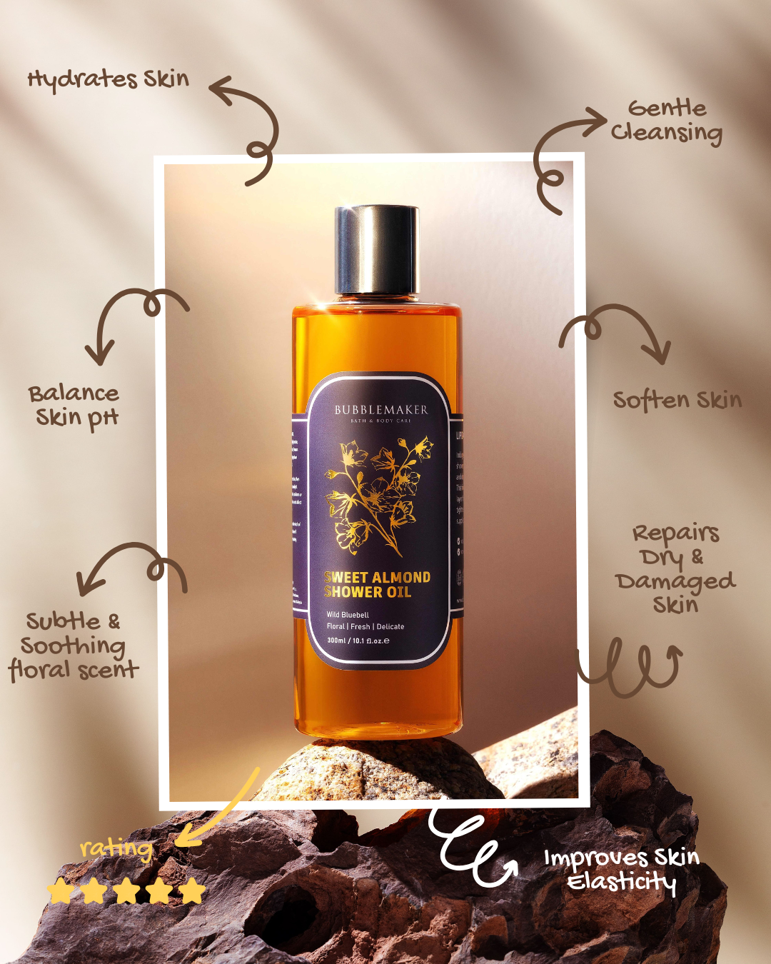 Shea Sweet Almond Shower Oil - French Almond / Wild Bluebell Scent ...