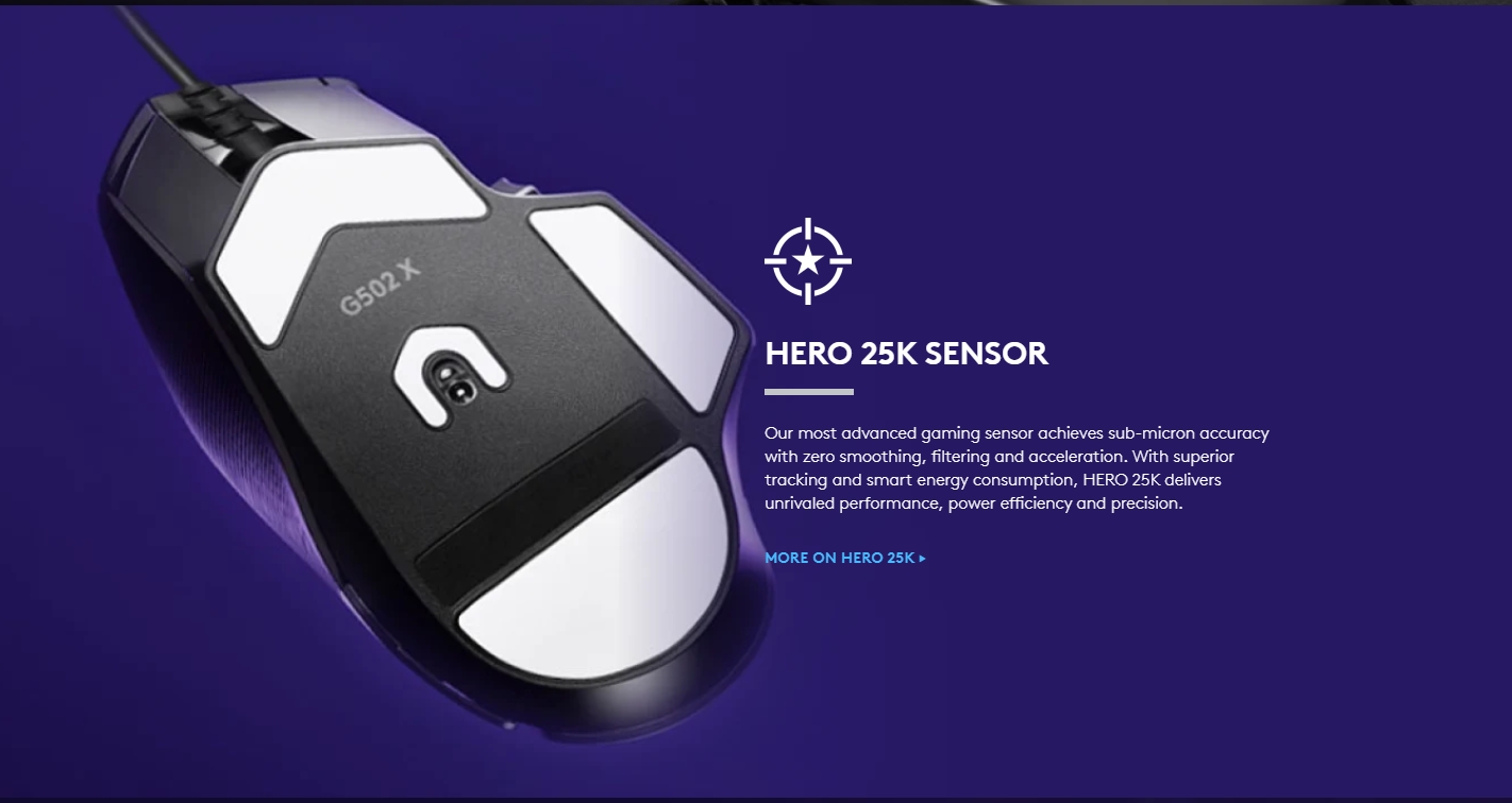 LOGITECH G502 X WIRED GAMING MOUSE HERO 25K SENSOR | LIGHTFORCE ...