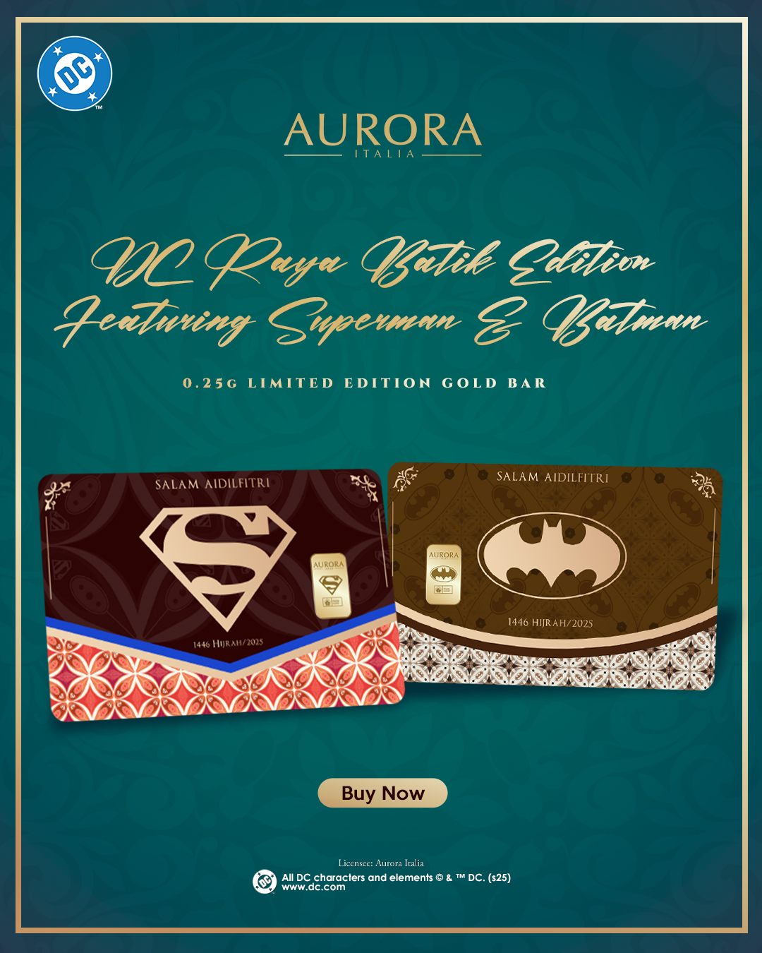 [NEW LAUNCH] DC x AURORA ITALIA (0.25g) 999.9 DC Batik Raya Batman ...
