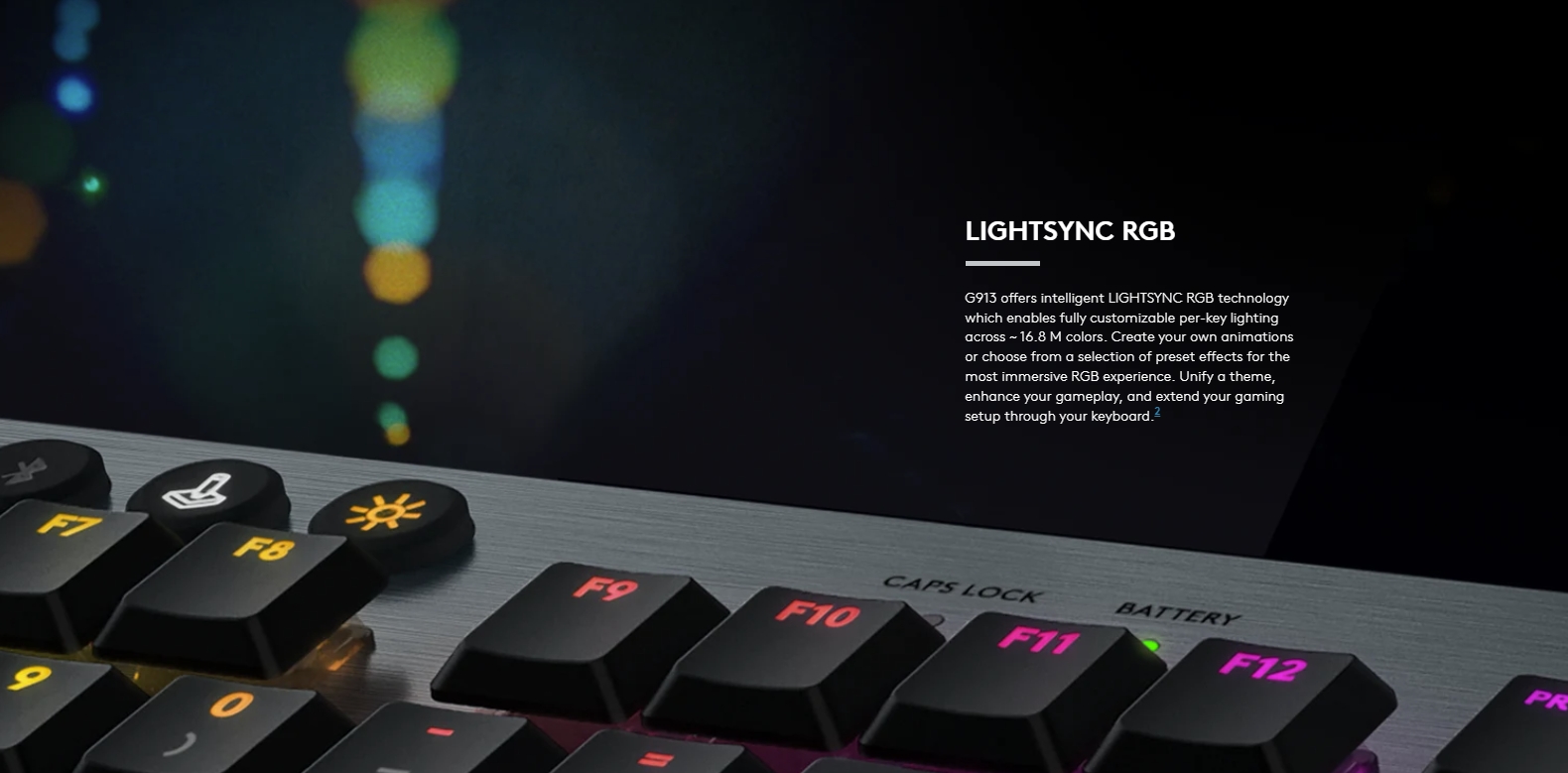 LOGITECH G913 WIRELESS MECHANICAL GAMING KEYBAORD WITH LIGHTSYNC RGB ...