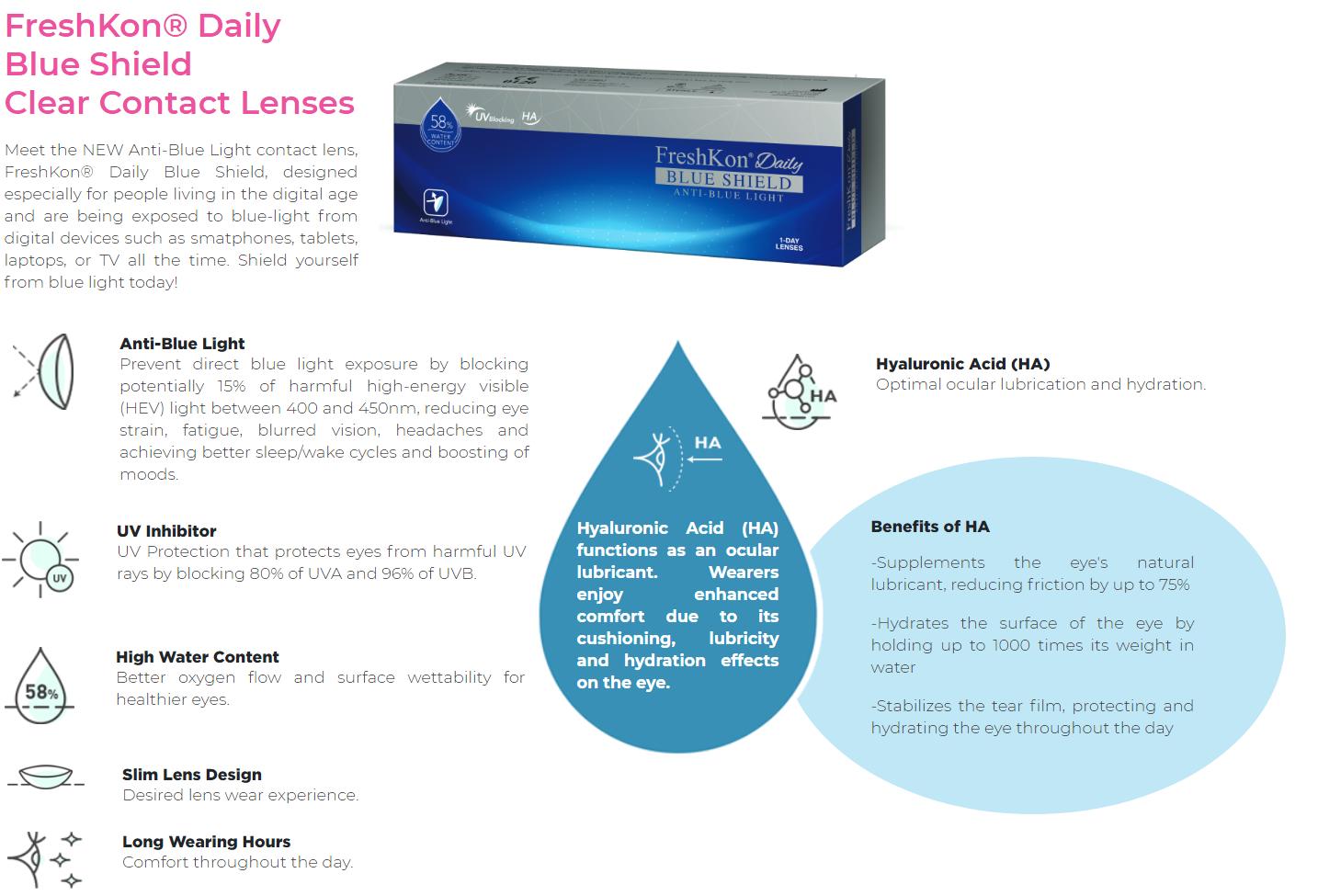 evo FreshKon Daily BLUE SHIELD ANTI-BLUE LIGHT Contact Lenses (10 pcs ...