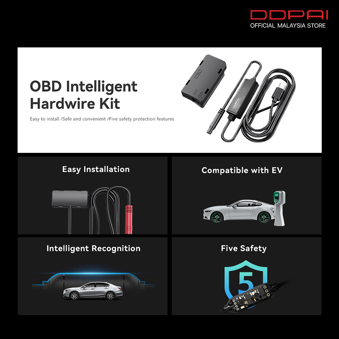 (2-in-1) DDPAI OBD 24H Type-C Hardwire Kit for 24H Parking Monitoring ...