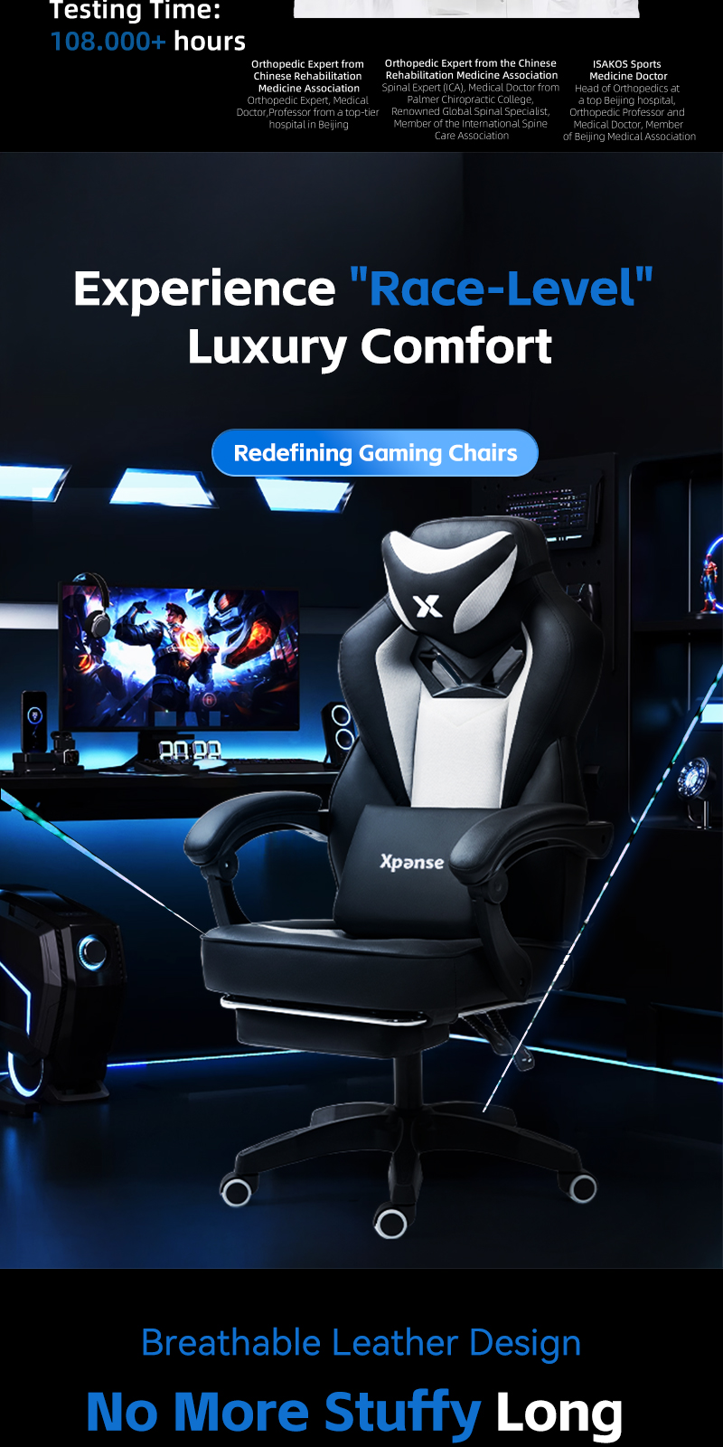 Xpanse Xshade 135° Lean Gaming Office Ergonomic Computer Chair | Shopee ...