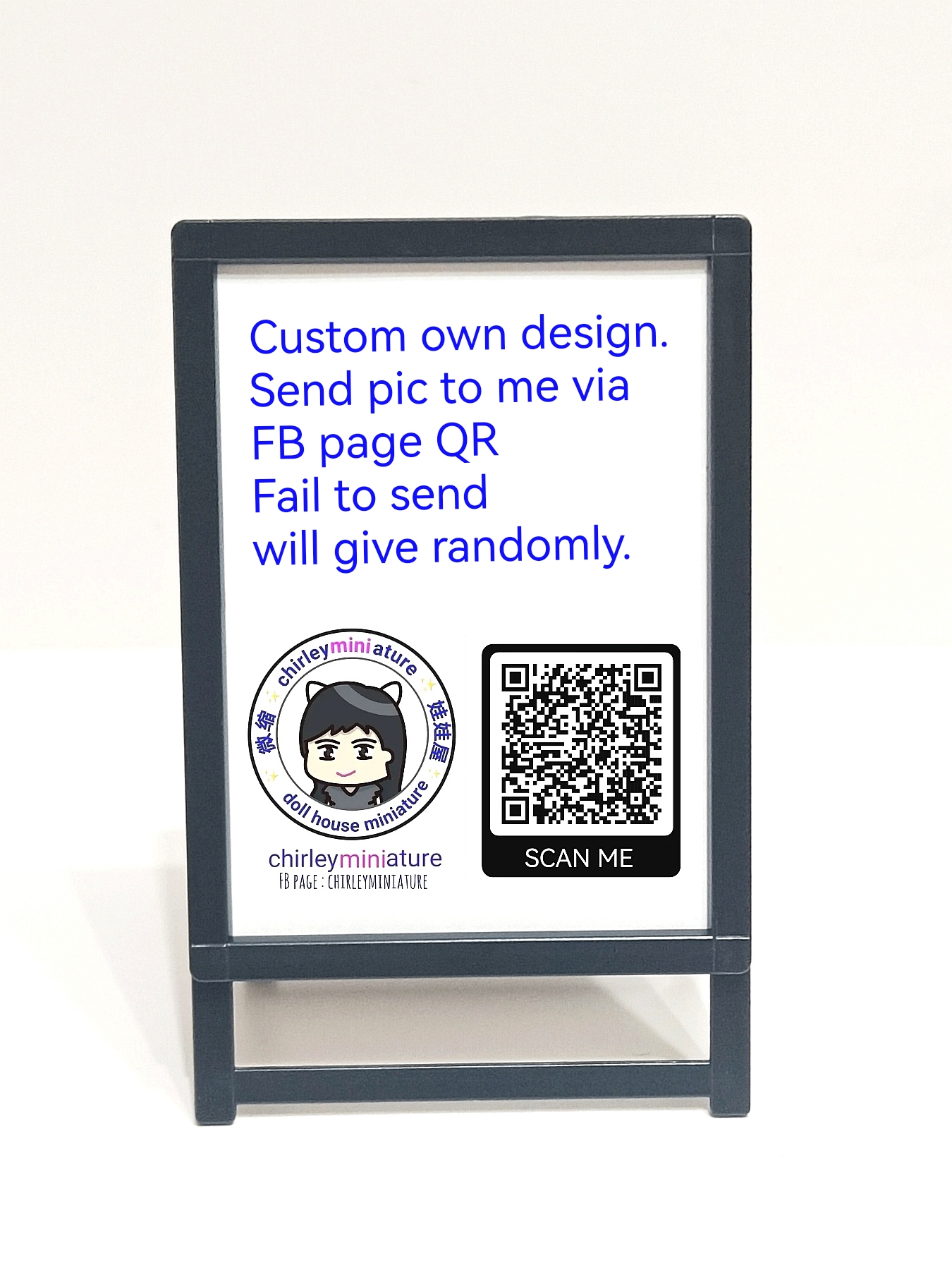 Toy mini poster stand 1/12 / Miniature menu stand 1/12 / Dollhouse mini ...