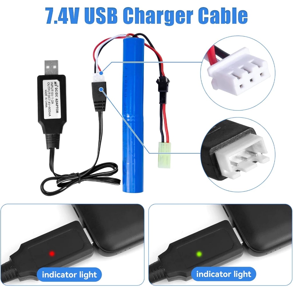 COD 11.1V 62*18*15mm Bateri SM-2P Plug With USB Charger Rc Rechargeable Battery 7.4V (SM-2P+XH ...