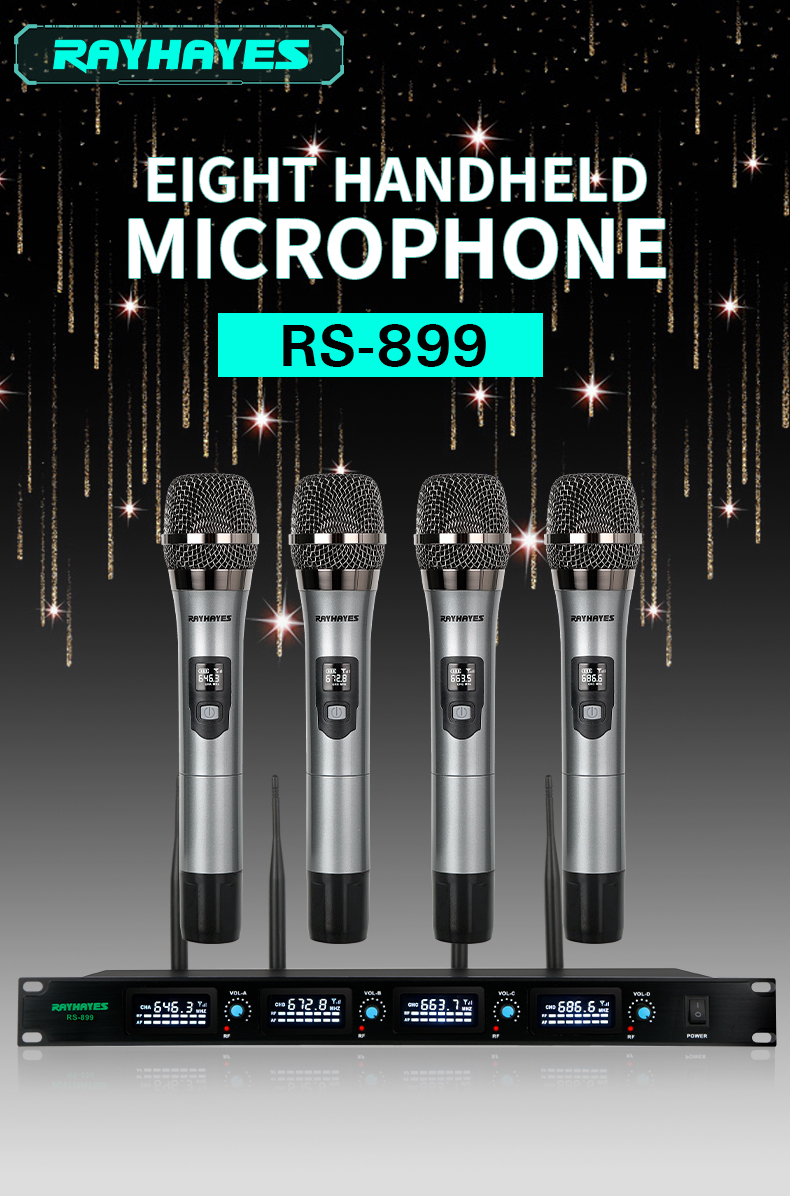 RAYHAYES 4 Channel UHF Wireless Microphone Professional for Singing ...