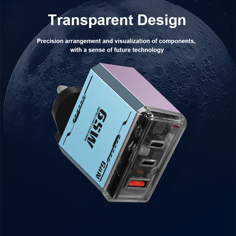 MeeGoo 65W GaN Charger UK Plug A+2C Ports QC3.0 Fast Charging Adapter ...