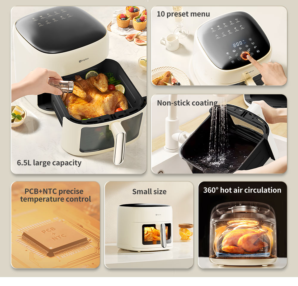 Simplus Air Fryer 6.5L Large Capacity | Ultra-Thin丨1500W Power| Non ...