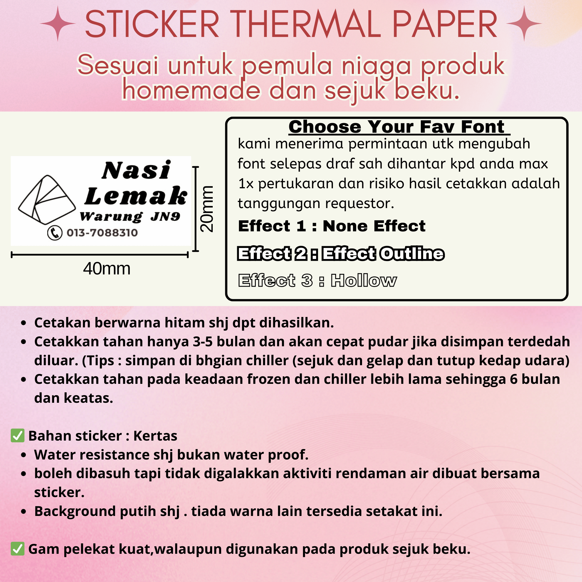 (20x40mm-100 pcs ) Sticker Budget Design Simple label Aiskrim ...