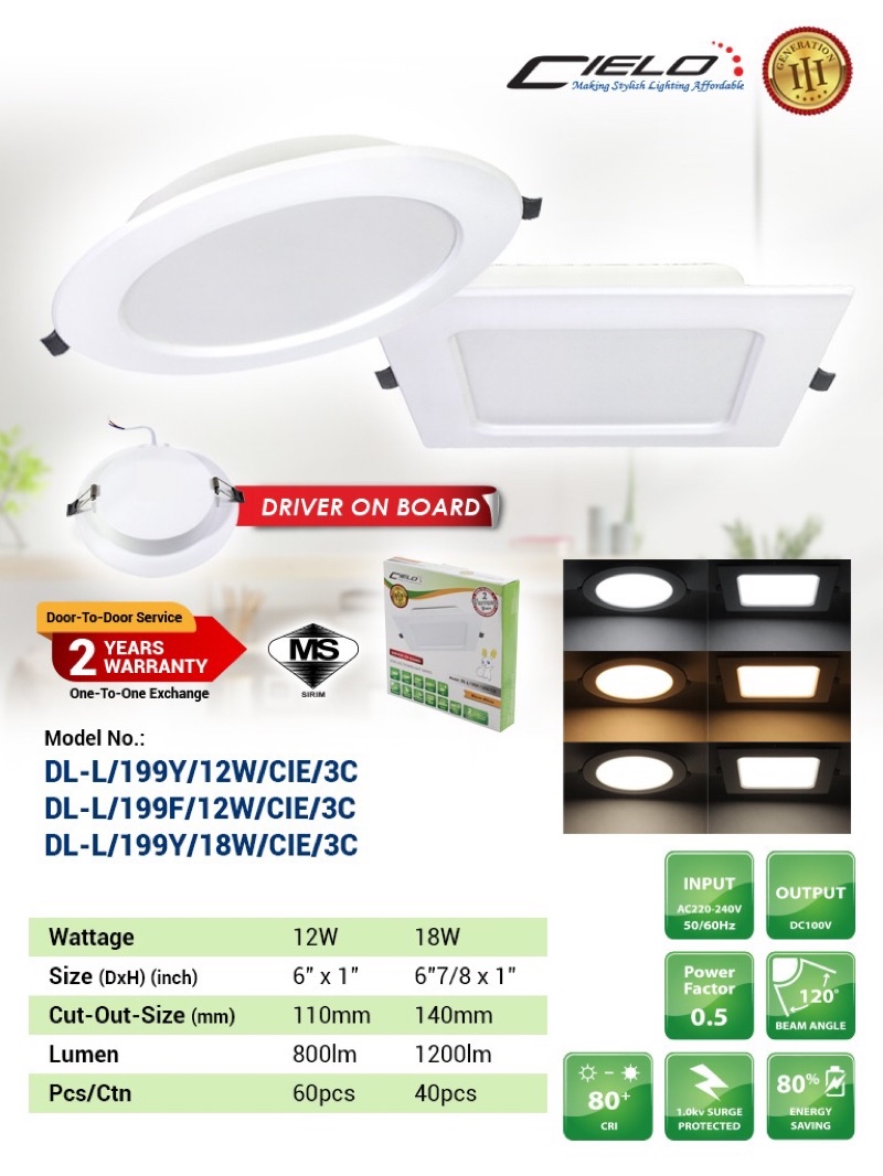 LED Downlight 3 Colour in one Light With last memory Function | Shopee ...