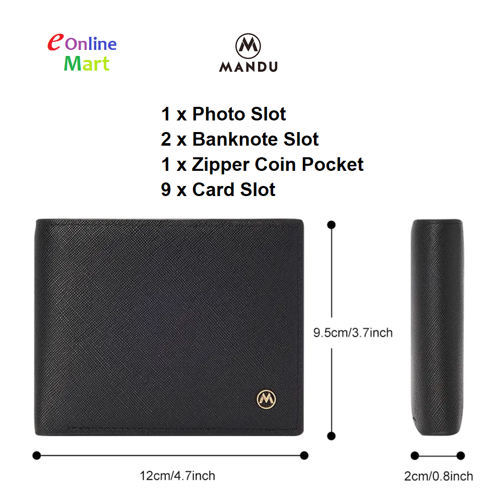 MANDU RFID Wallet Men Bifold Short Wallet with Zip Coin Pocket (5303 ...