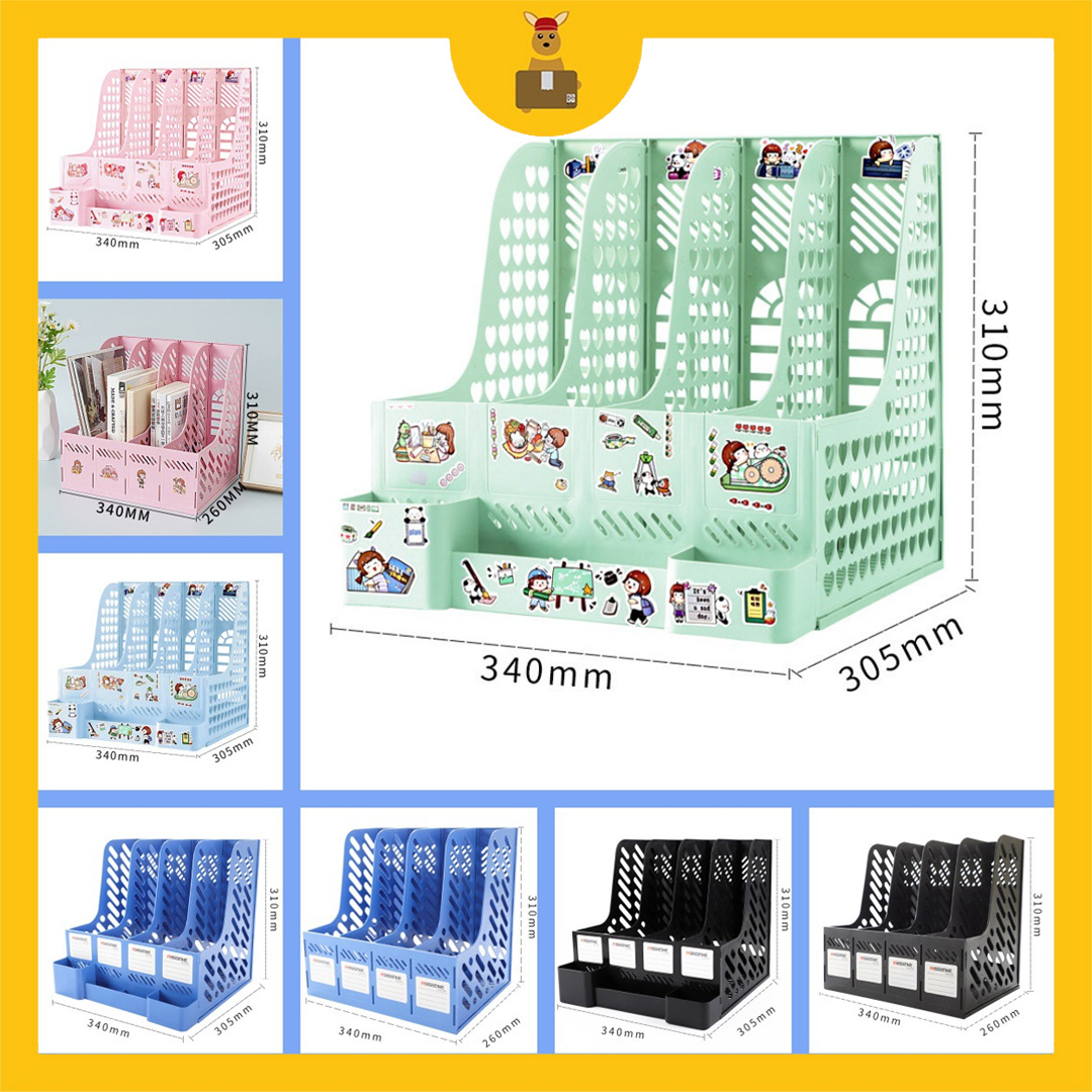 4 Slot Book Document Pencil Plastic Organizer Stand Desk Organizer ...