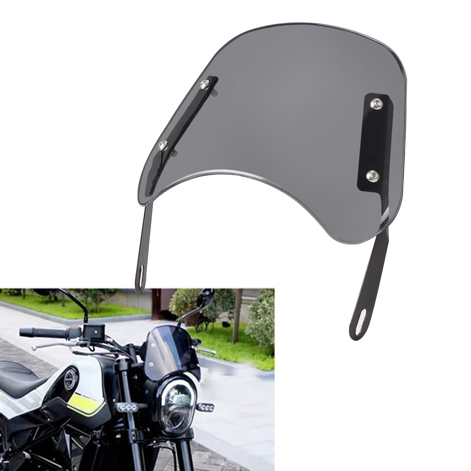 Universal Motorcycle Windshield 5-7Inch Retro Headlight Wind Deflector ...