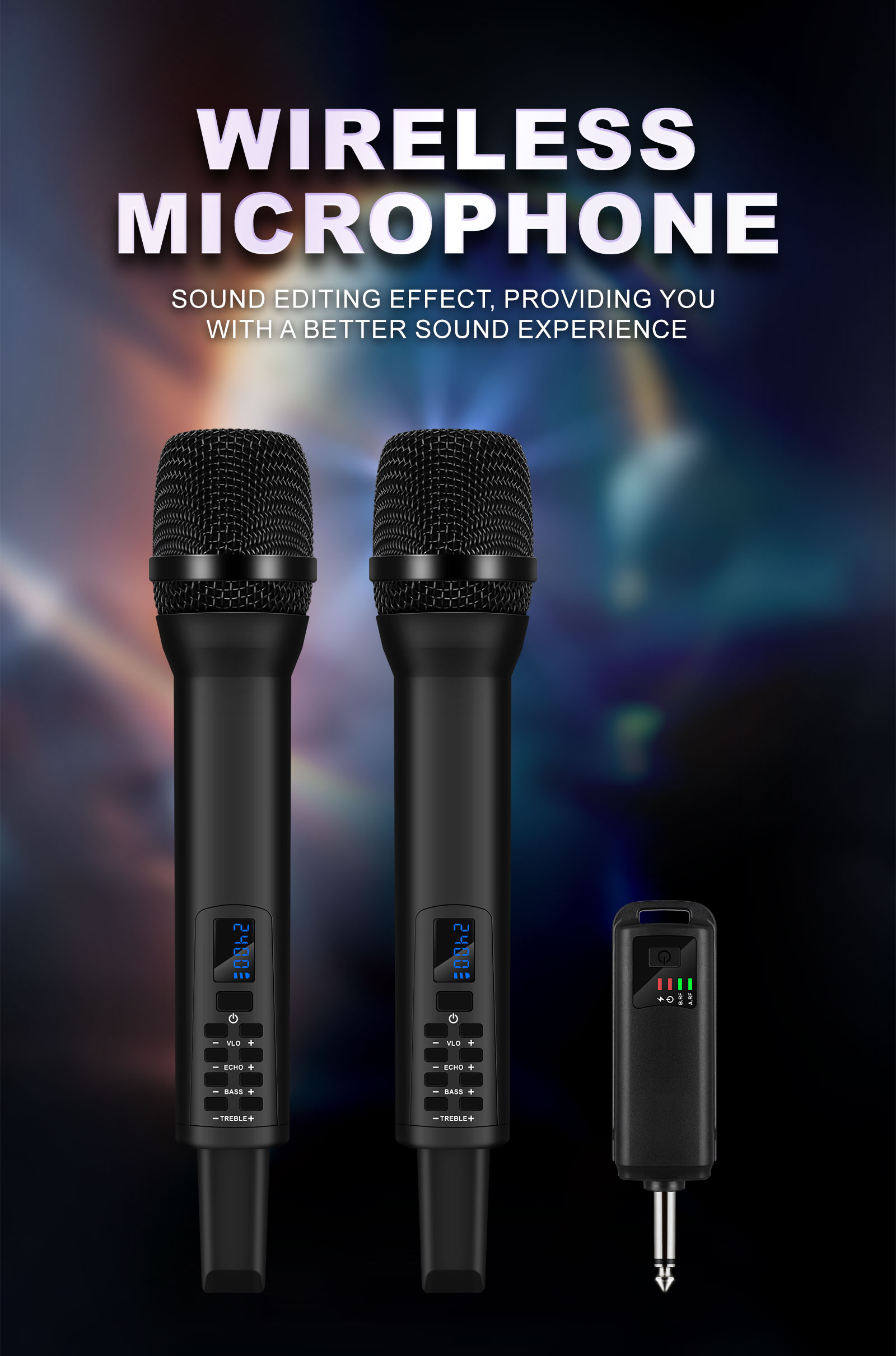 Wireless Microphone 2.4g multi-function echo Vol bass treble receiver ...