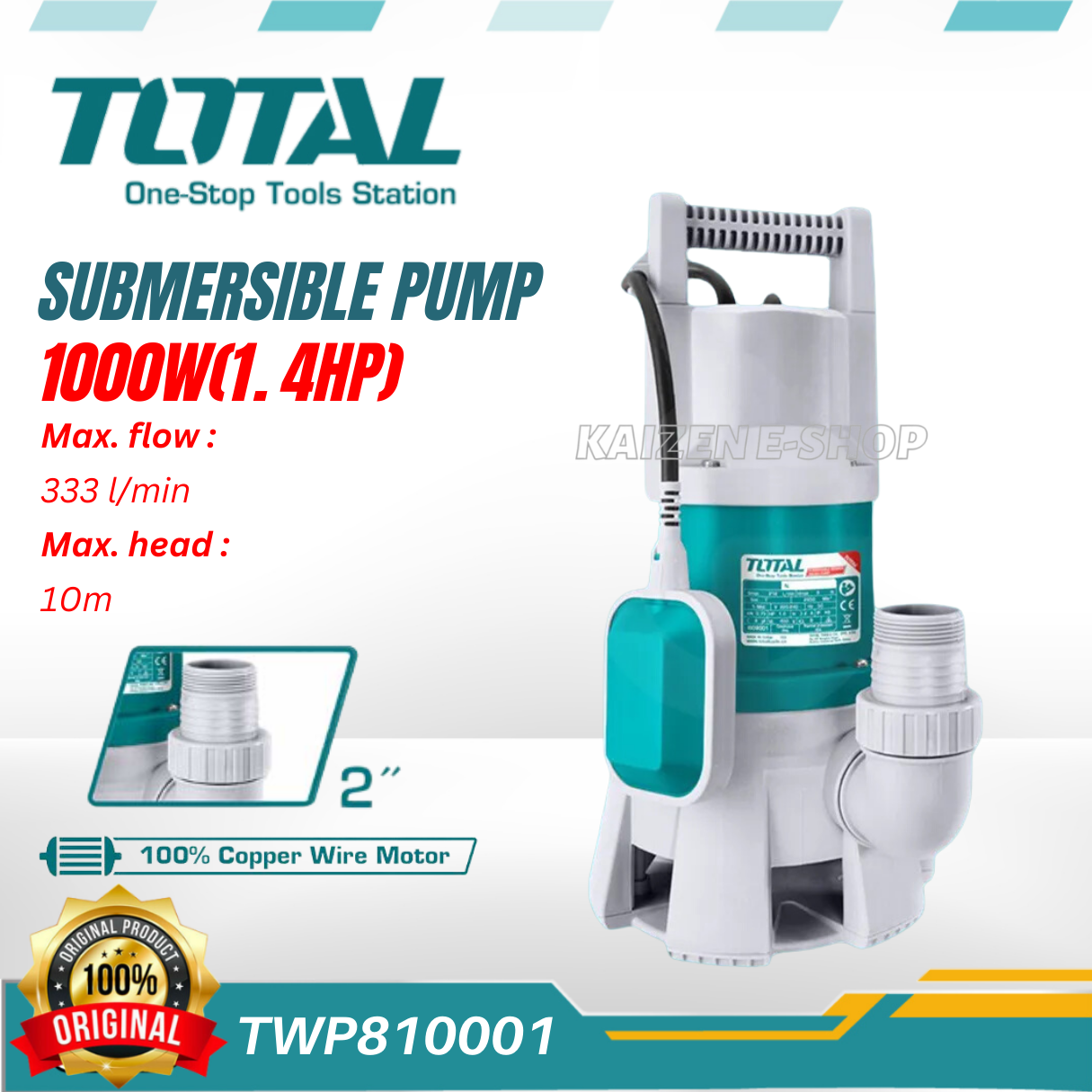 TOTAL TWP810001 1.4HP 1000W Submersible Sewage Water Pump 2" | Shopee ...