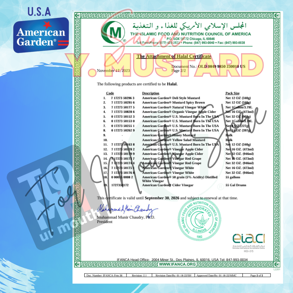 AMERICAN GARDEN Yellow Mustard Sauce Sos Mustard Halal Mustard Sos ...