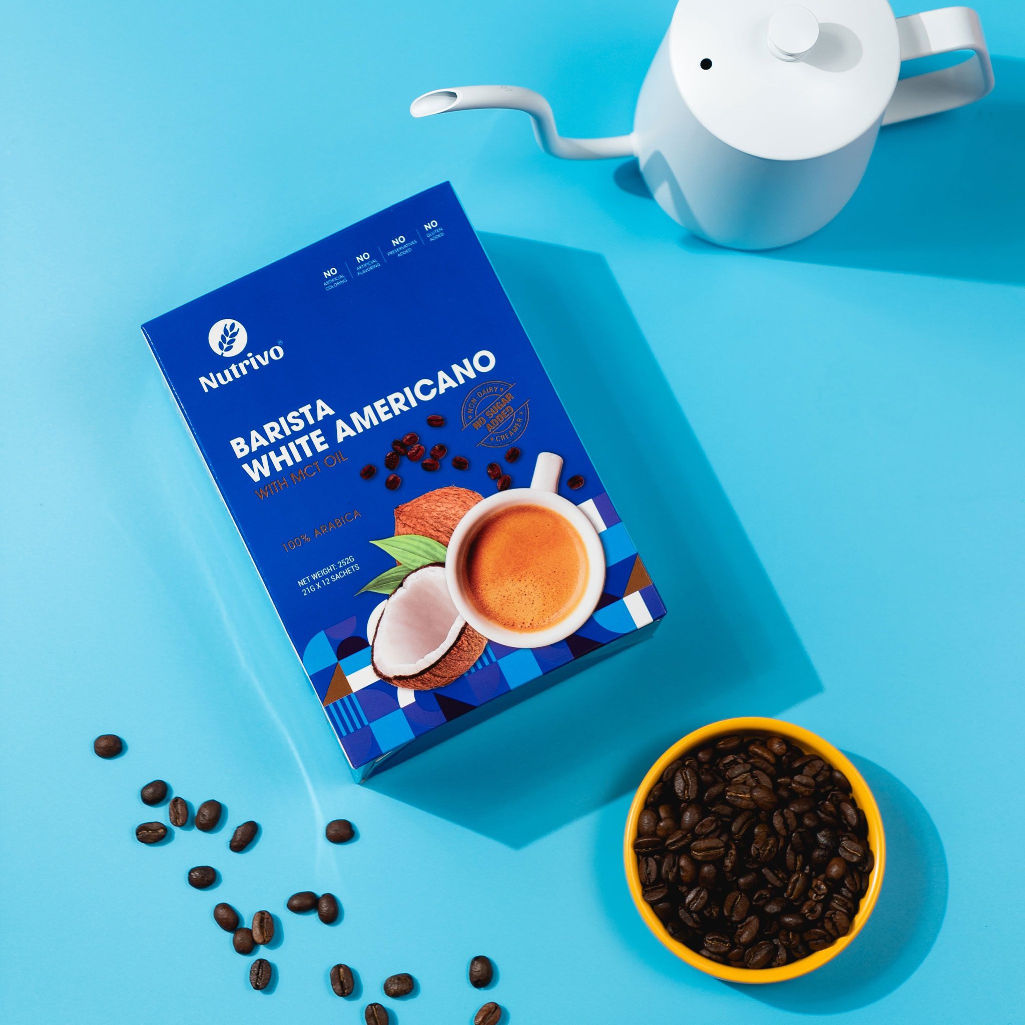 [3-Pack Bundle] Nutrivo Premix Coffee Arabica White Americano with MCT ...