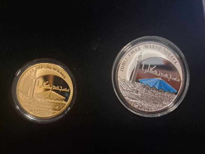 2015 Malaysia Jubli Emas Masjid Negara Commemorative Proof Coin Set Of 2 (Silver + Nordic Gold ...