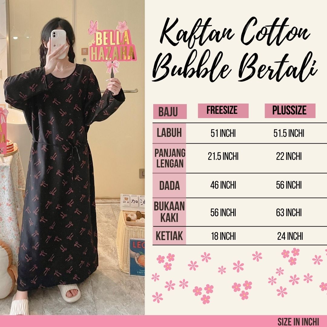 (BELLAHAZAHA)KAFTAN COTTON BUBBLE NO SLEEVE, BAJU TIDUR WANITA, DRESS ...