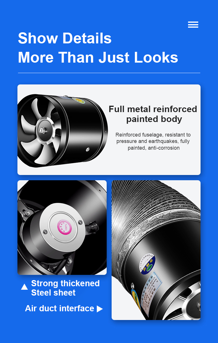 Exhaust fan 4/6/7/8/10/12 inch inline booster duct ventilator low noise ...