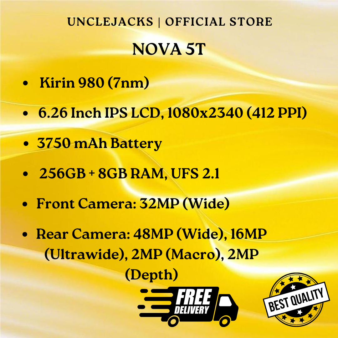 HUAWEI NOVA 5T (8+256GB) | TERPAKAI SEPERTI BARU | KEADAAN GRED A+ | 100% HUAWEI ORIGINAL ...