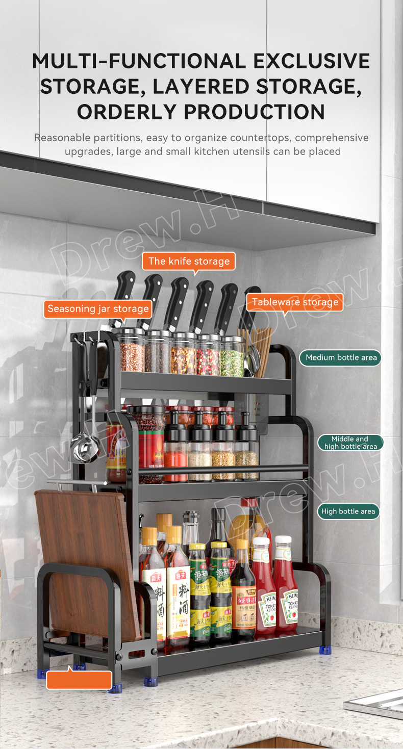 Kitchen Spice Rack Kitchen Rak Dapur Rak Rempah Stainless Steel ...