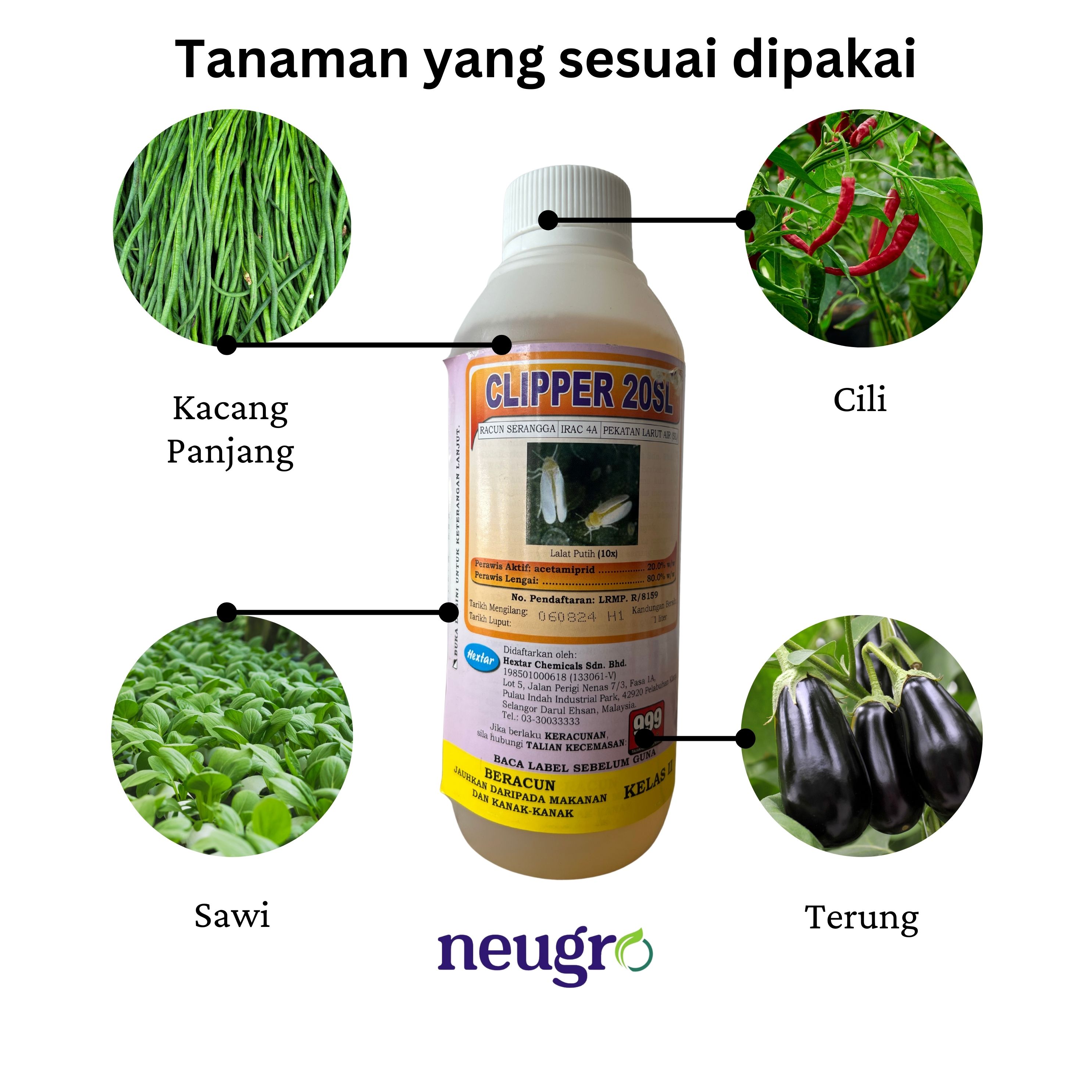 Hextar Clipper 20SL (1L) Acetamiprid 20% Racun Kutu Trips / Lalat Putih ...
