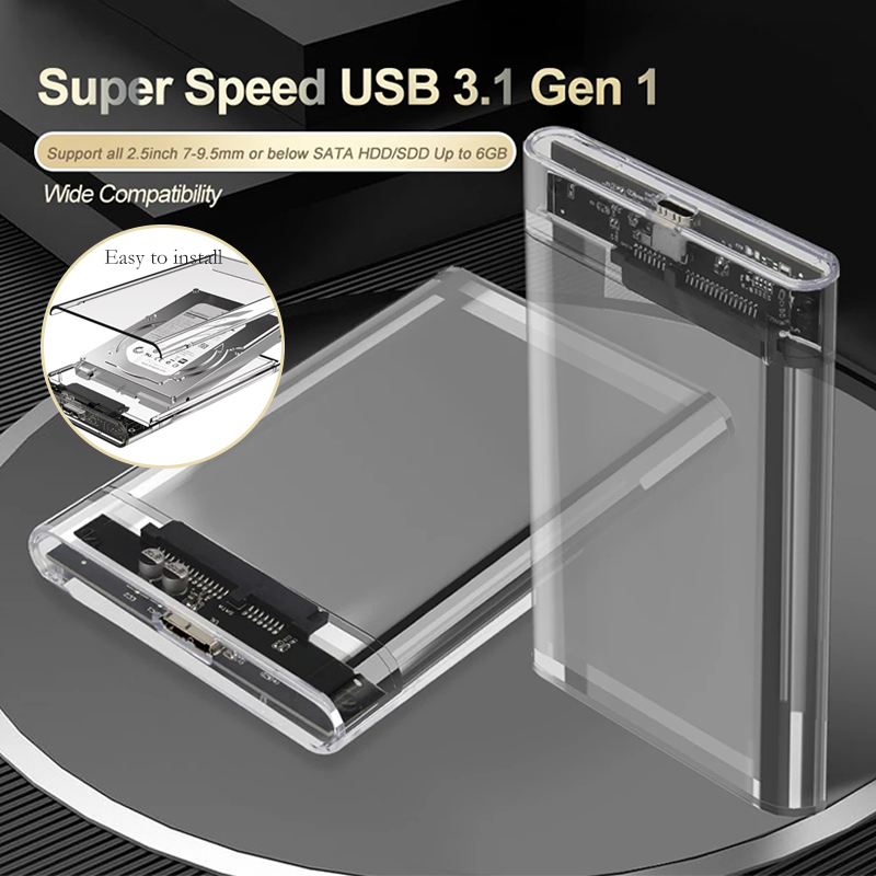 Hard Drive Enclosure 2.5 Inch Plastic Transparent Hard Drive SSD ...