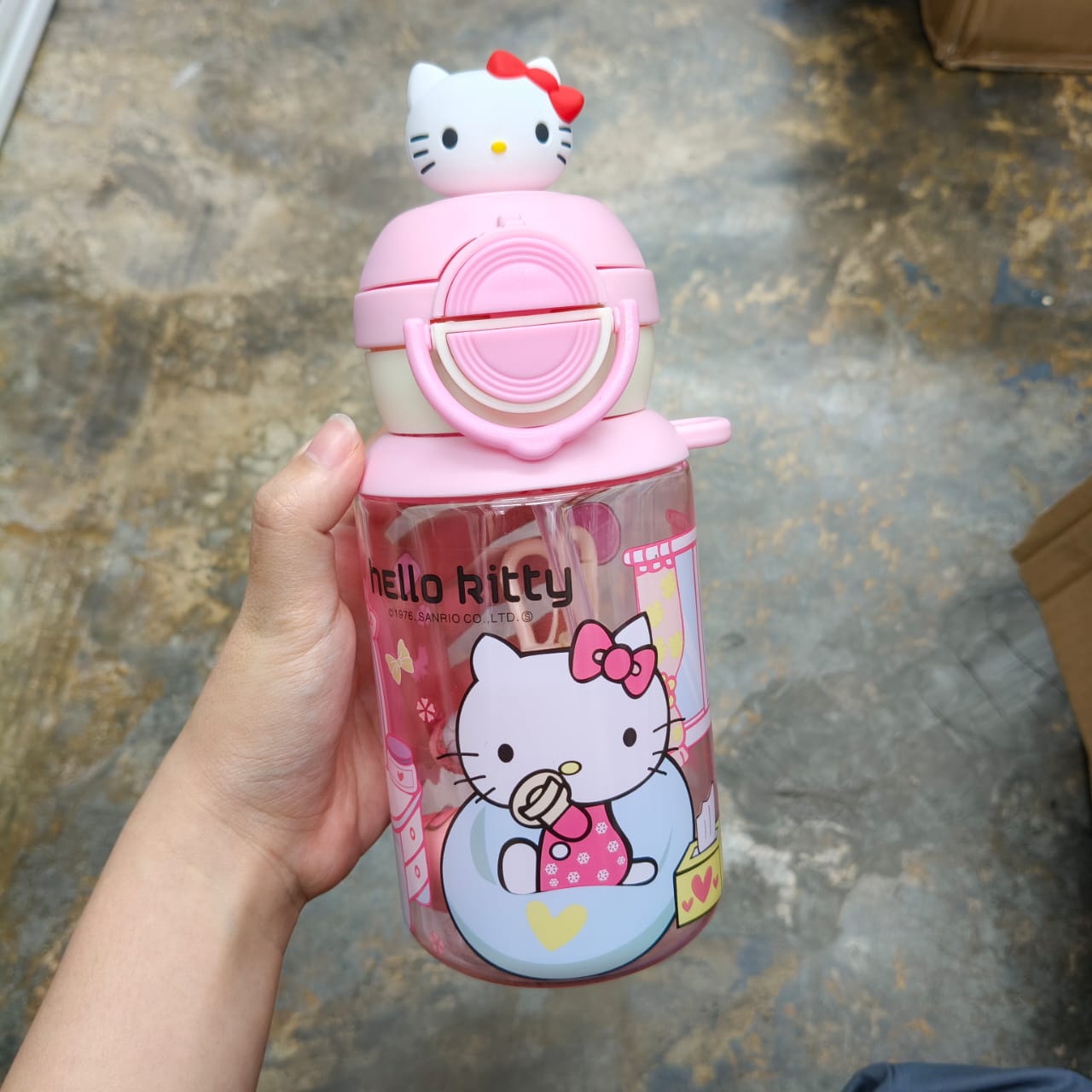 650ml Sanrio Smiggle Botol Air Tritan Botol BPA Percuma Kanak-kanak Botol Air Jerami Botol Dwi ...