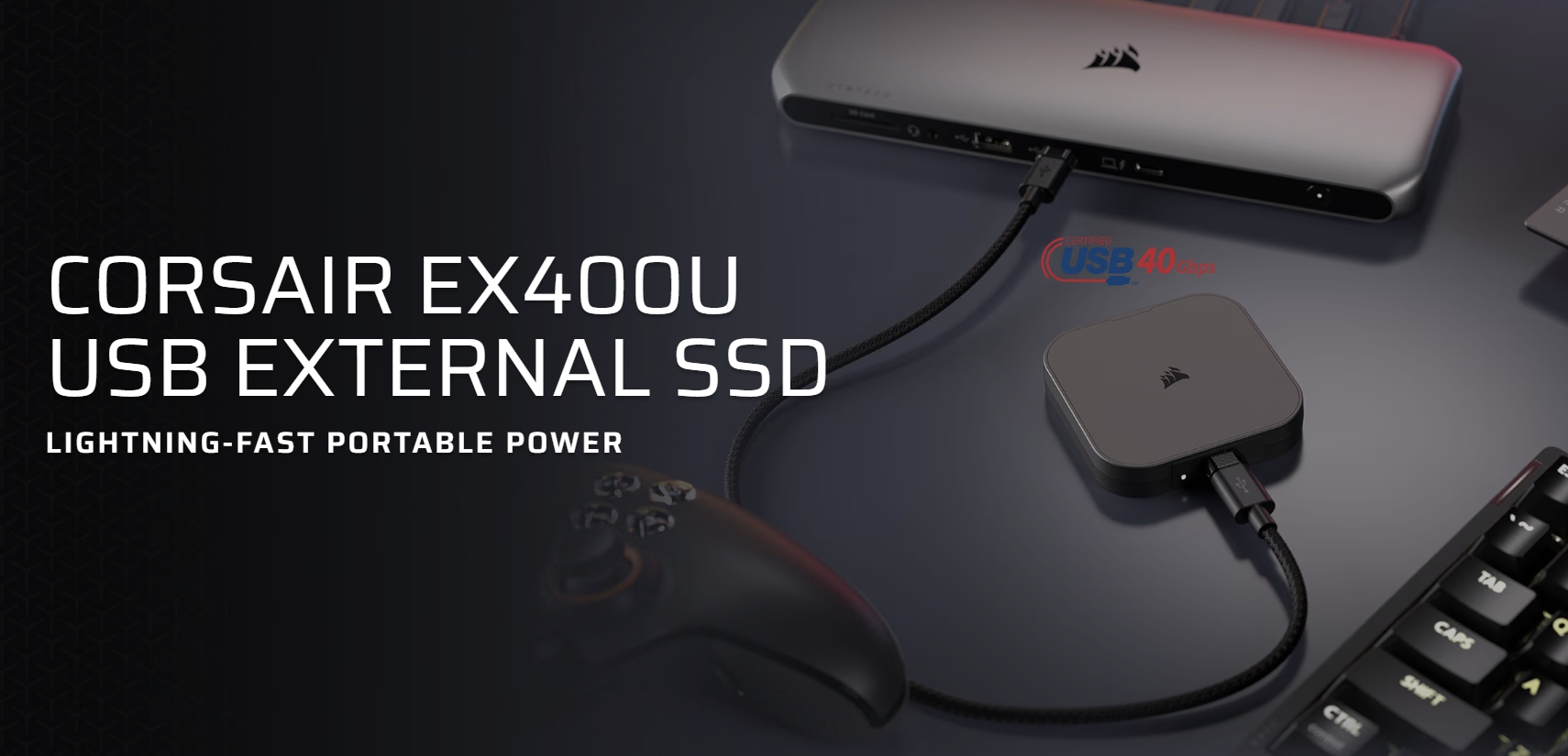 CORSAIR EX400U USB ETERNAL SSD PORTABLE USB TYPE C STORAGE DATA SPEED ...