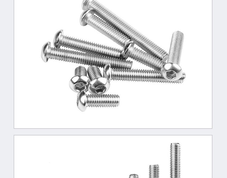 304 Stainless Steel M2.5 M3 M4 Button Head Screw Allen Bolt DIN7380 ...