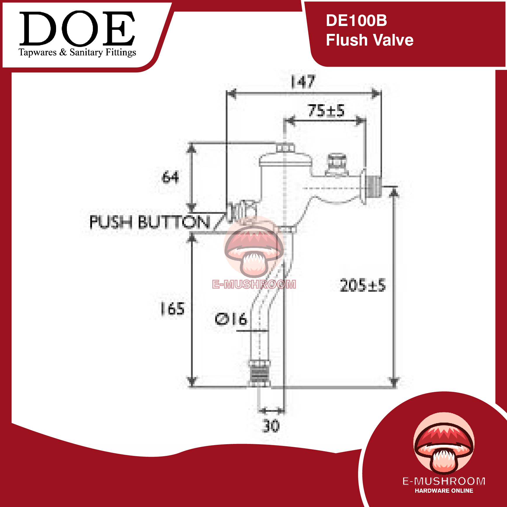 Doe DE100B Urinal Flush Valve - Bend Pipe | Shopee Malaysia