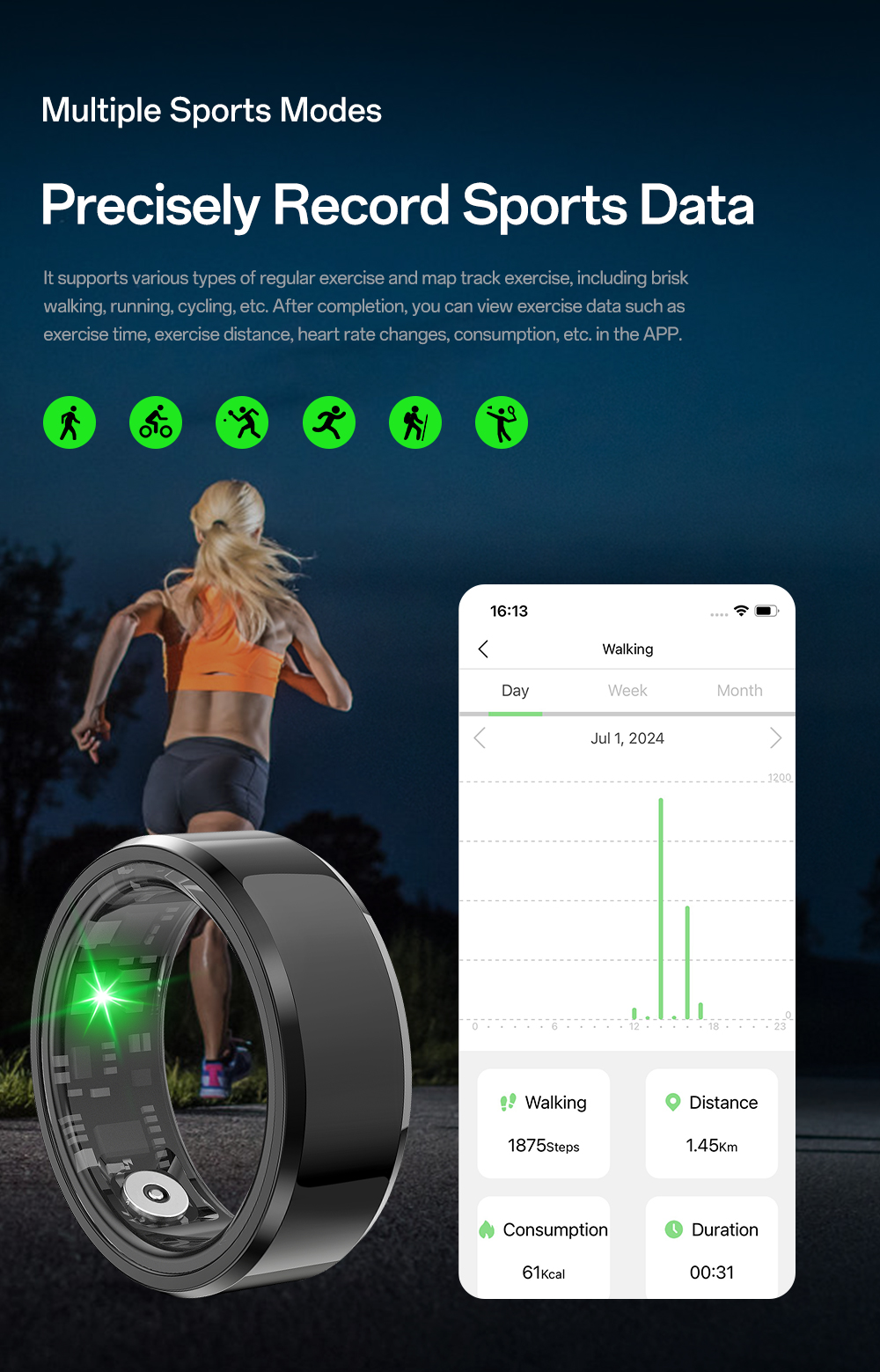 Hello x Aolon Gen3 Smart Ring neutral Waterproof Swimming Fitness Heart ...