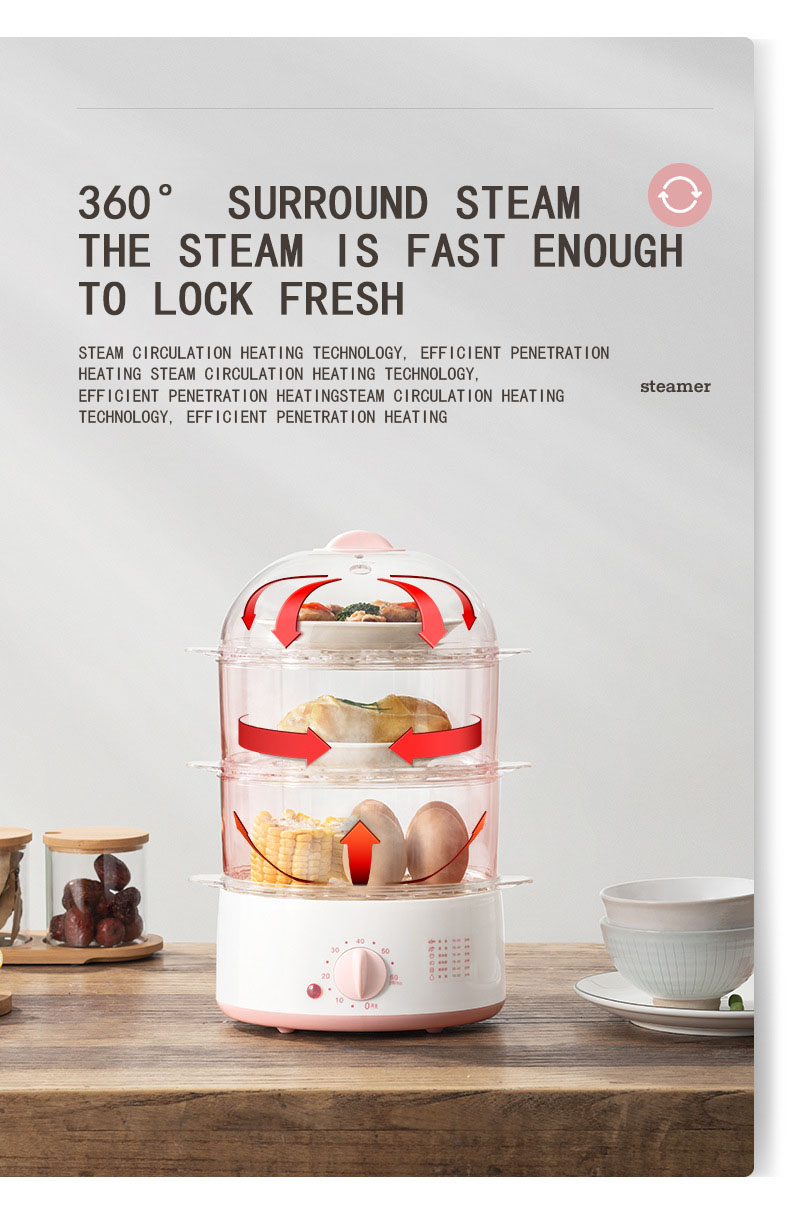 Electric steamer stew steaming machine 2/3 Layers 60s steamer home ...