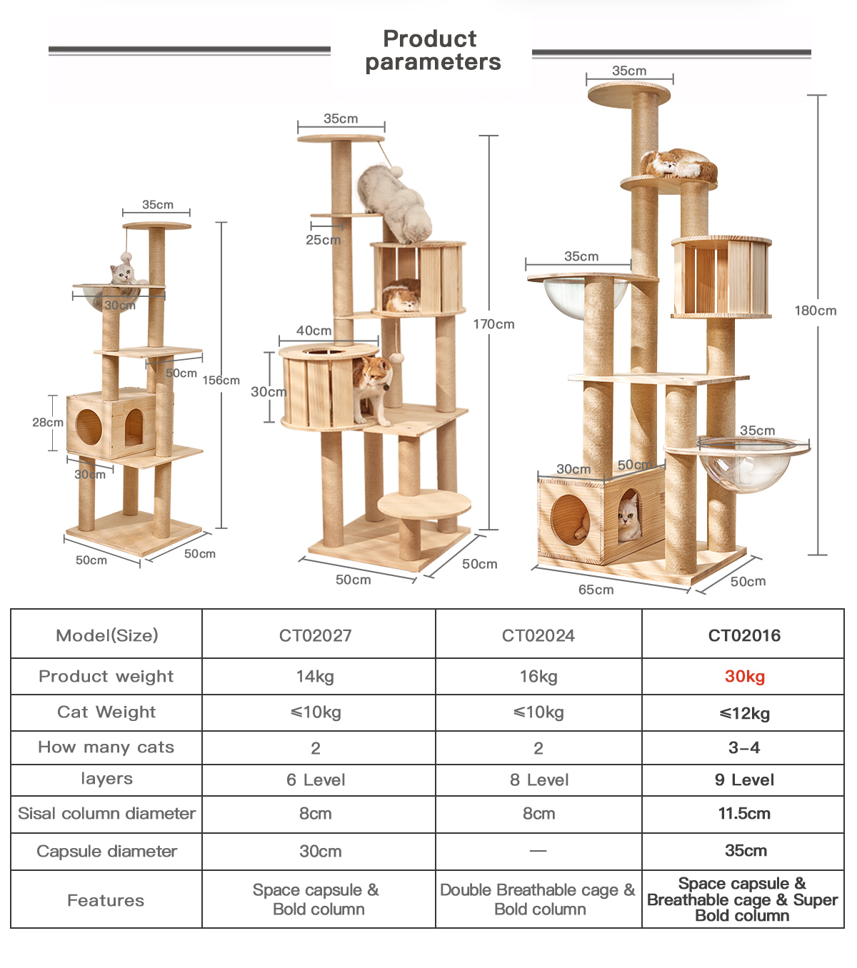 Osti Luxury Dual Space Capsule Pine Wood Cat Tree for Multiple Cats All ...