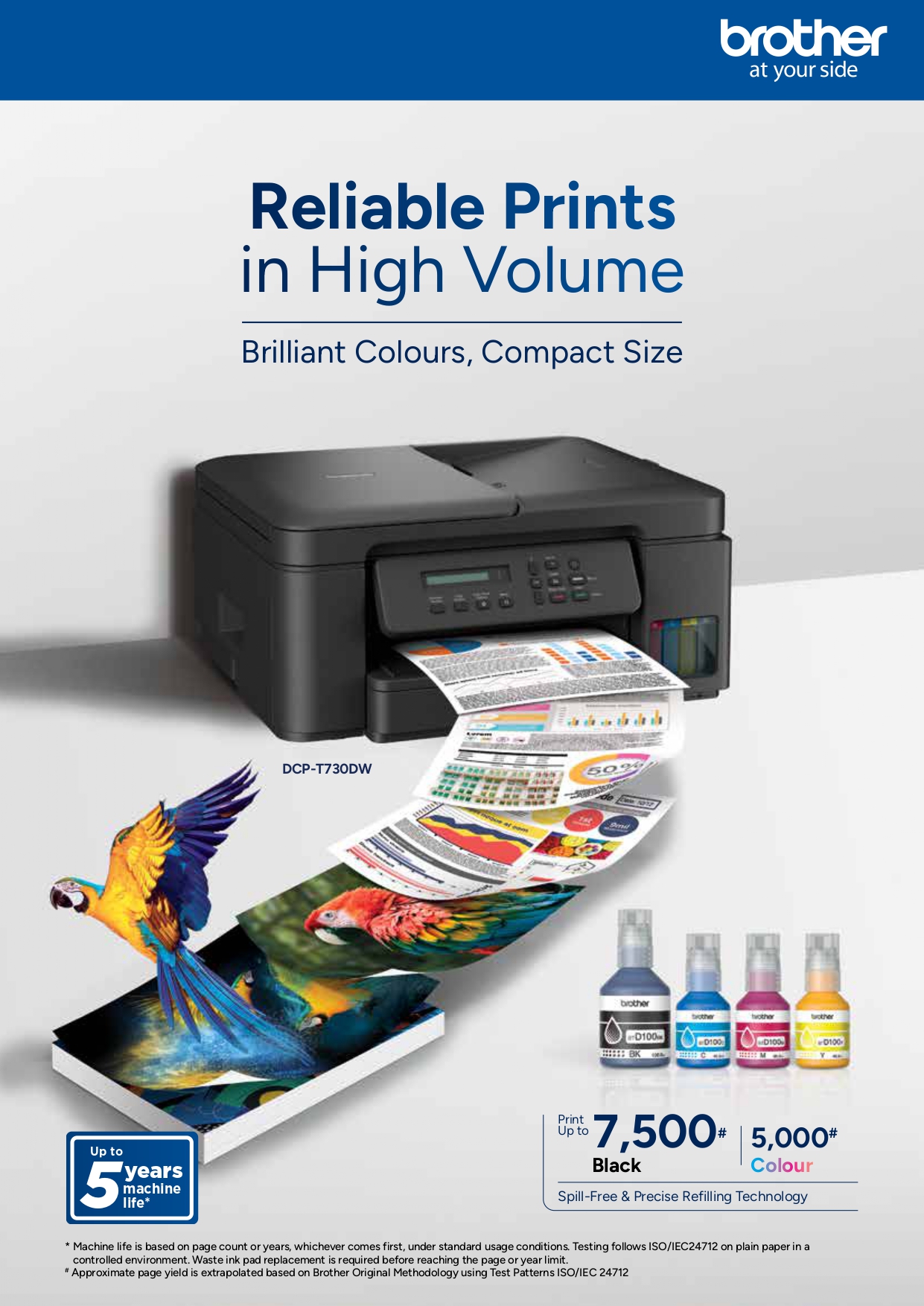 Brother Inkjet Color Refillable InkBenefit Ink Tank Printer A4 3in1 DCP ...