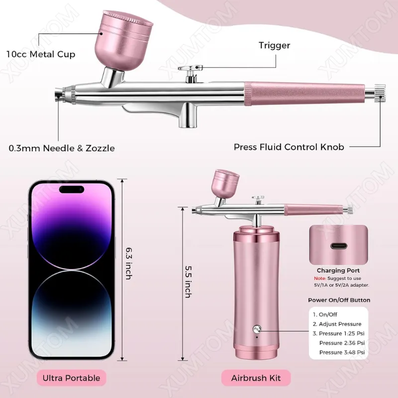 Cordless Mini Airbrush Set Spray Pump Gen Pen Air Compressor Kit ...