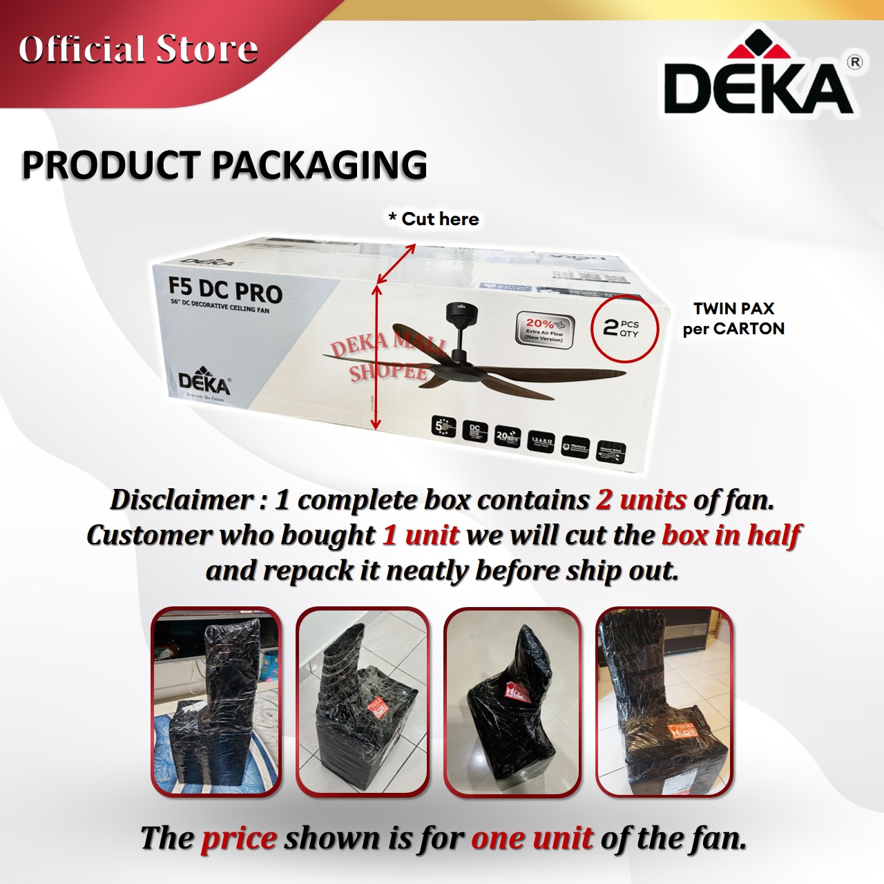 DEKA F5DC PRO 46" Series 5 Blades DC Motor 20 Speed + Reverse with ...