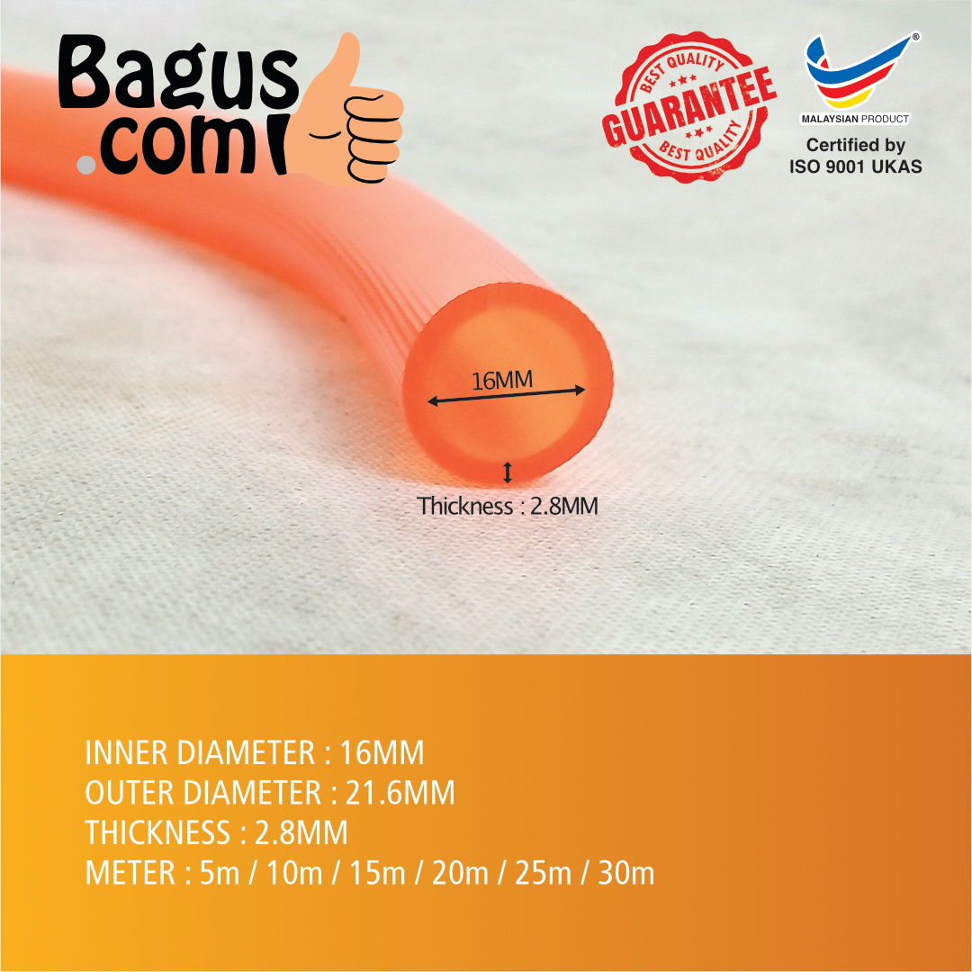 My Bagus Premium Orange Garden Hose - 2.8mm Thickness with Hose Clip ...