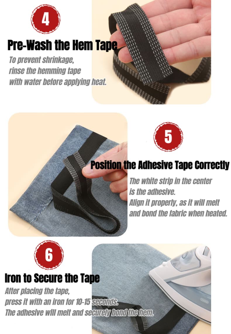 Self Adhesive Trouser Hem Tape No Sewing Adjustable Length | Shopee ...