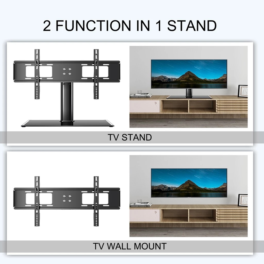 TV Stand Desktop TV Bracket Monitor Stand Tempered Glass Base Universal ...